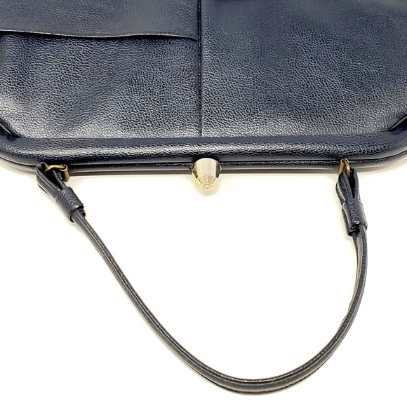 Vintage | Bags | Vintage Graceline Navy Vinyl Large Satchel | Poshmark